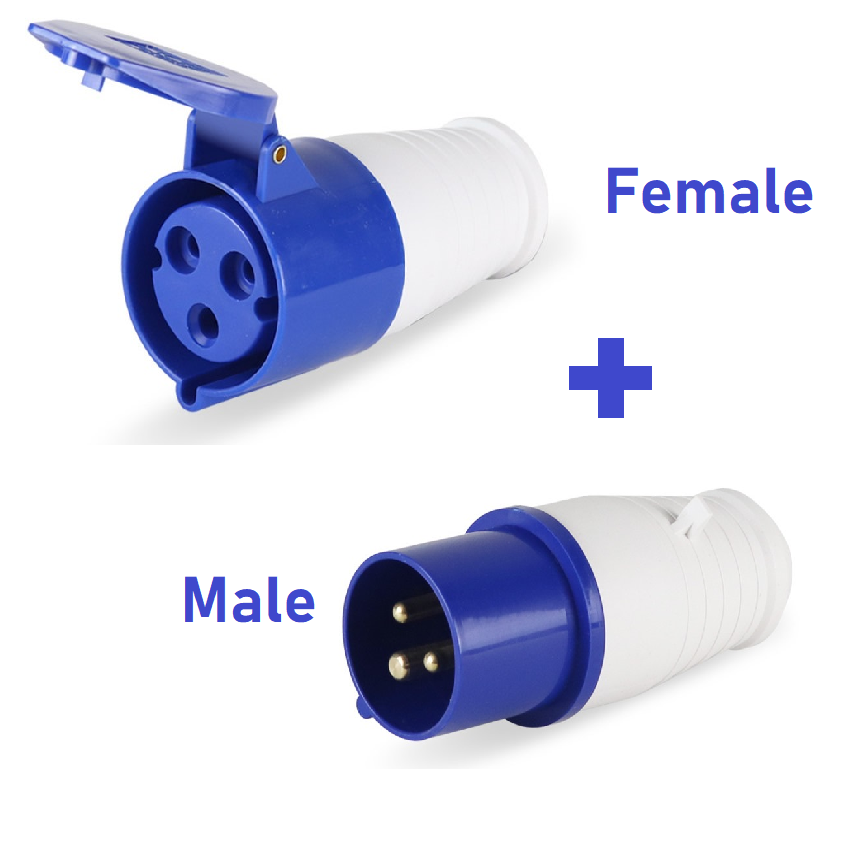 Caravan lead connector plug 16A IP44 Male + Female – Homyspire